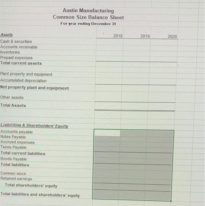 Solved Austin Manufacturing Balance Sheet For gear ending | Chegg.com