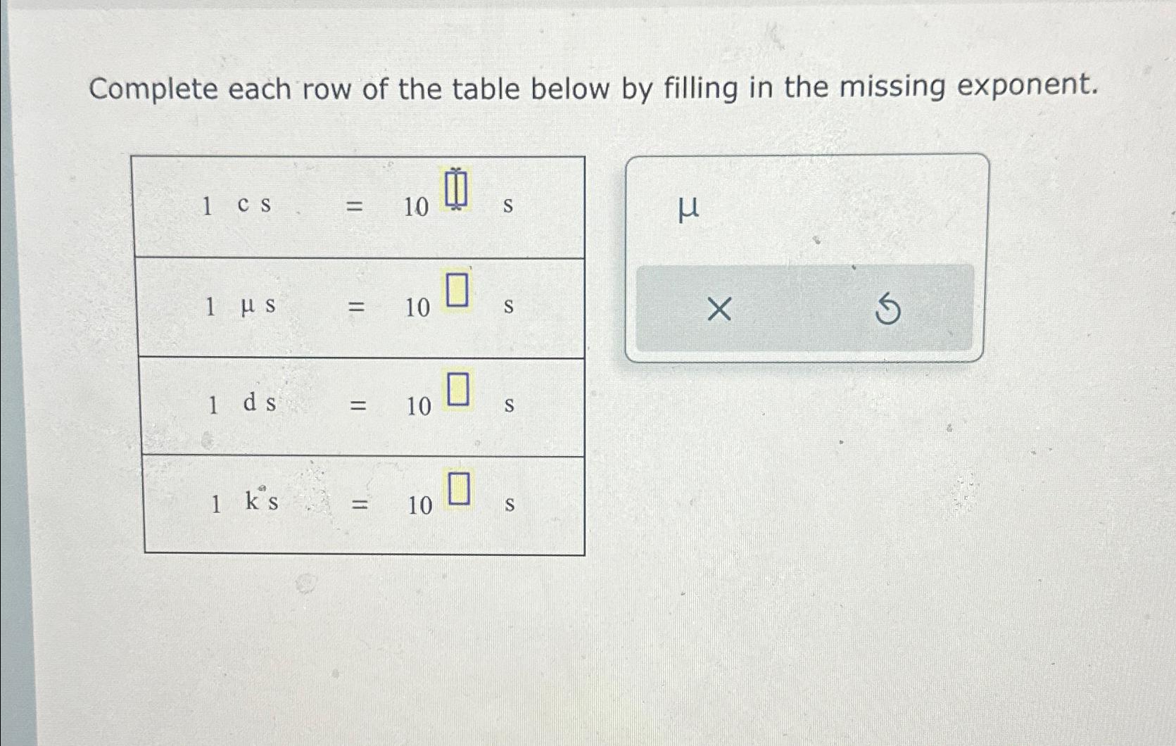 Solved Complete each row of the table below by filling in | Chegg.com