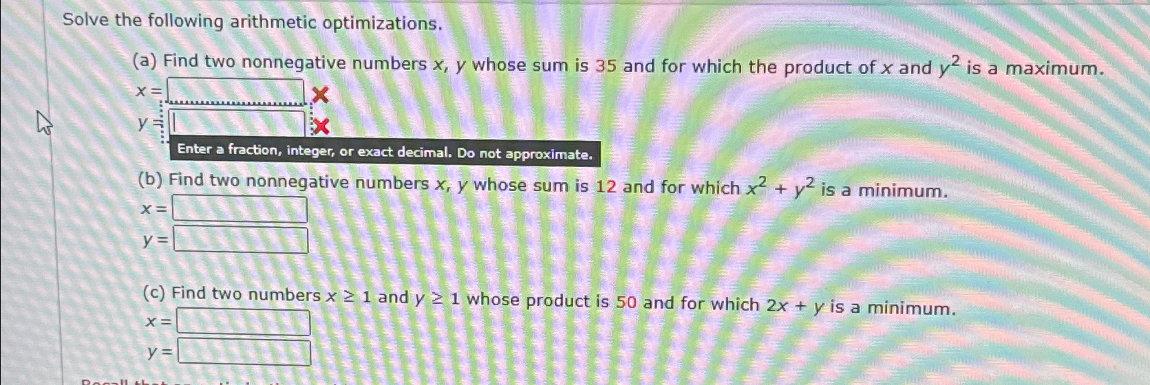Solved Solve the following arithmetic optimizations.(a) | Chegg.com