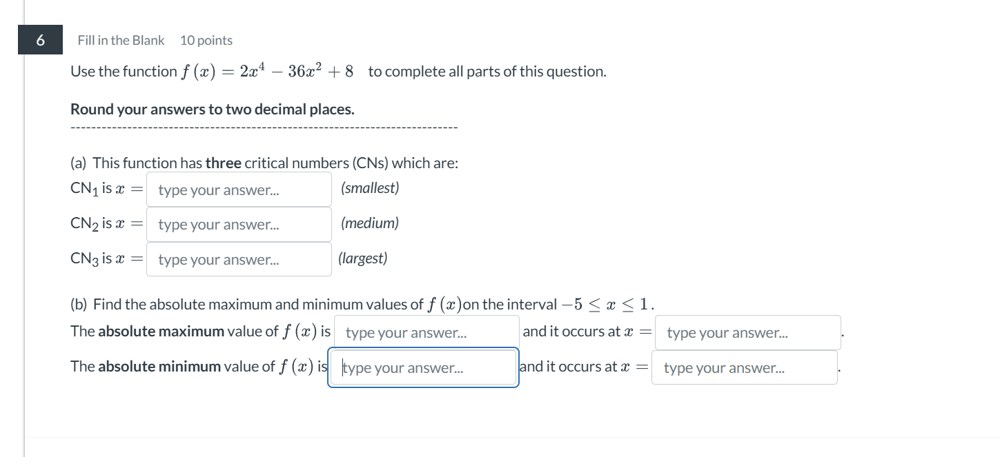 Solved Use the function f(x)=2x4-36x2+8 to ﻿complete all | Chegg.com