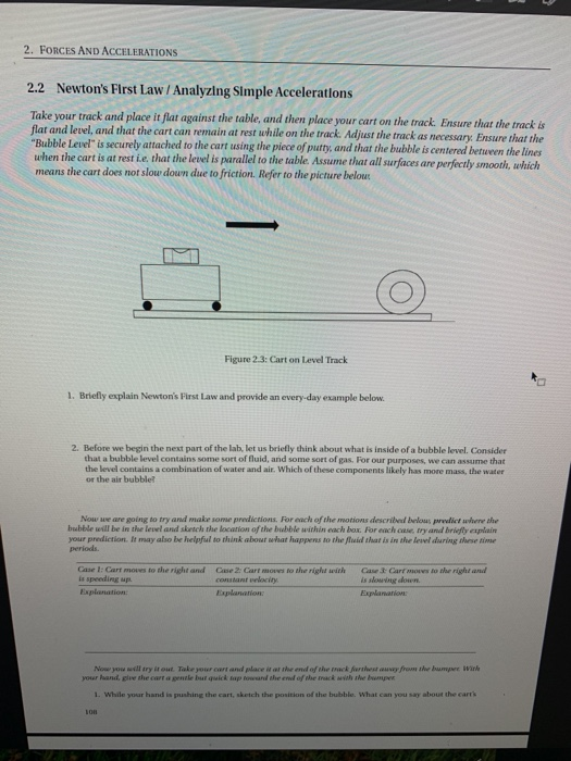 Solved 2. FORCES AND ACCELERATIONS 2.2 Newton's First Law / | Chegg.com