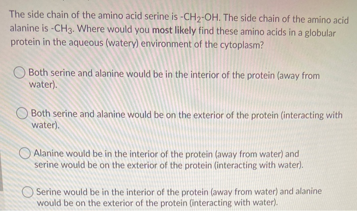 Solved The side chain of the amino acid serine is -CH2-OH. | Chegg.com
