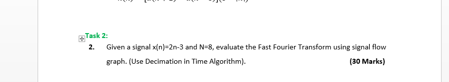 Task 2:Given a signal x(n)=2n-3 ﻿and N=8, ﻿evaluate | Chegg.com