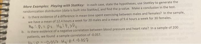 Solved More Examples: Playing with StatKey: In each case, | Chegg.com