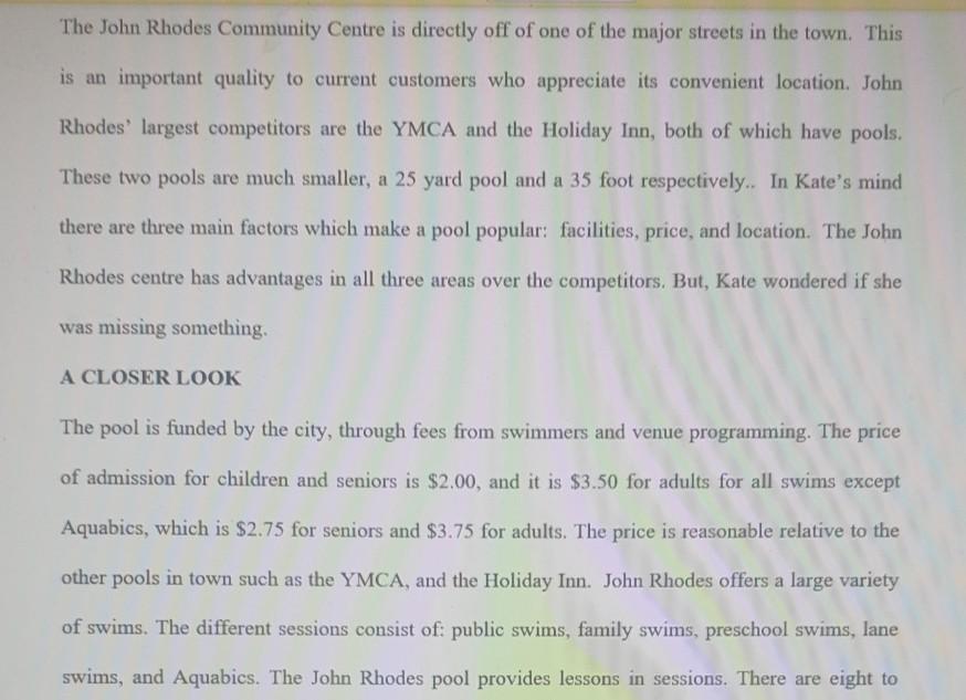 Solved JOHN RHODES COMMUNITY CENTRE POOL “A” By Pelham | Chegg.com