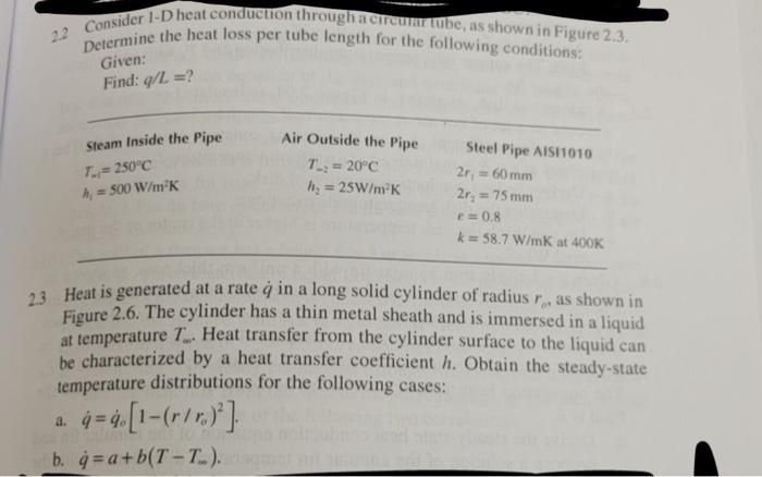 22 Consider 1-D heat conduction through a crumurtube, | Chegg.com