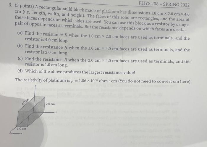 Solved PHYS 208 - SPRING 2022 3. (5 points) A rectangular | Chegg.com