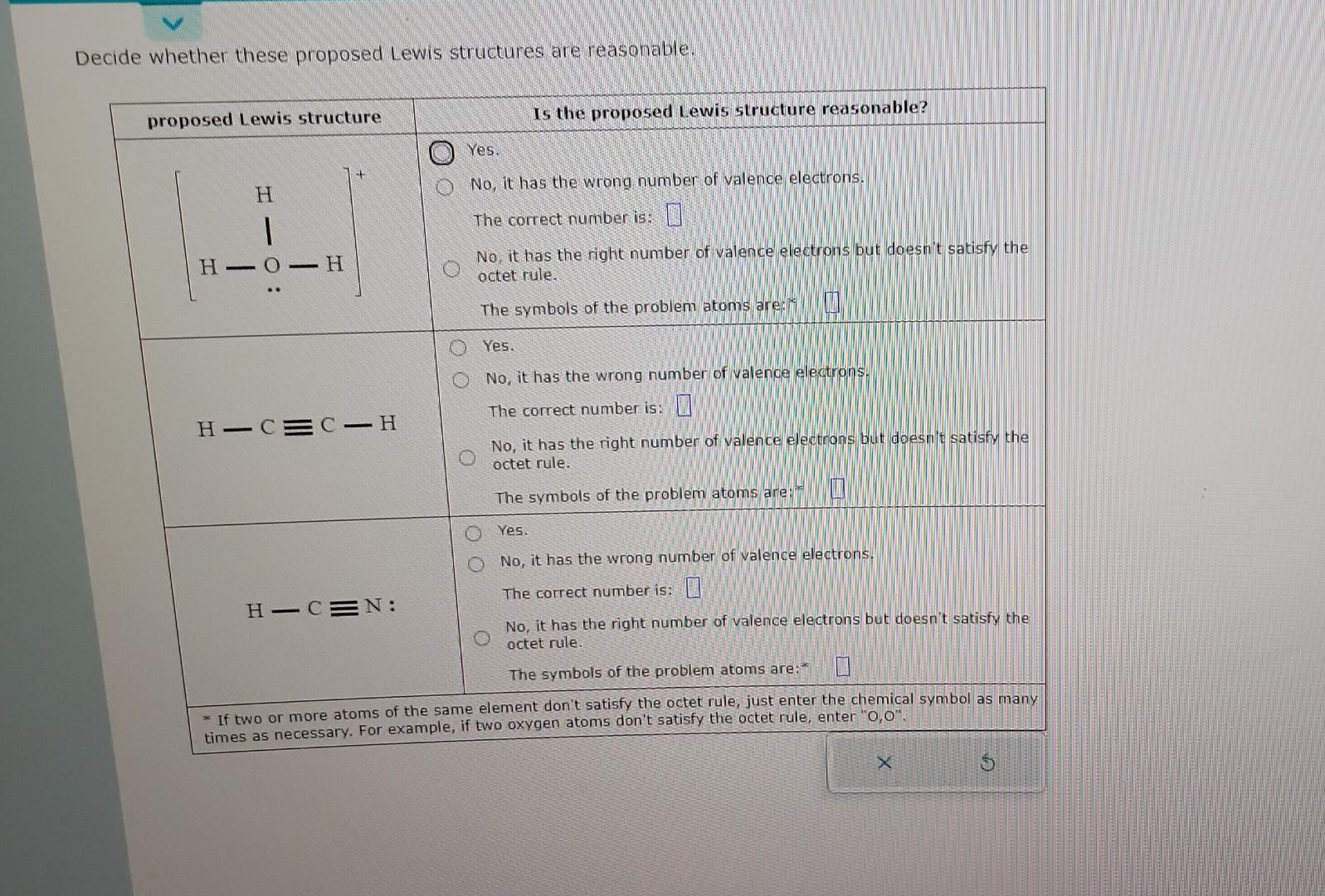 Solved Decide whether these proposed Lewis structures are | Chegg.com