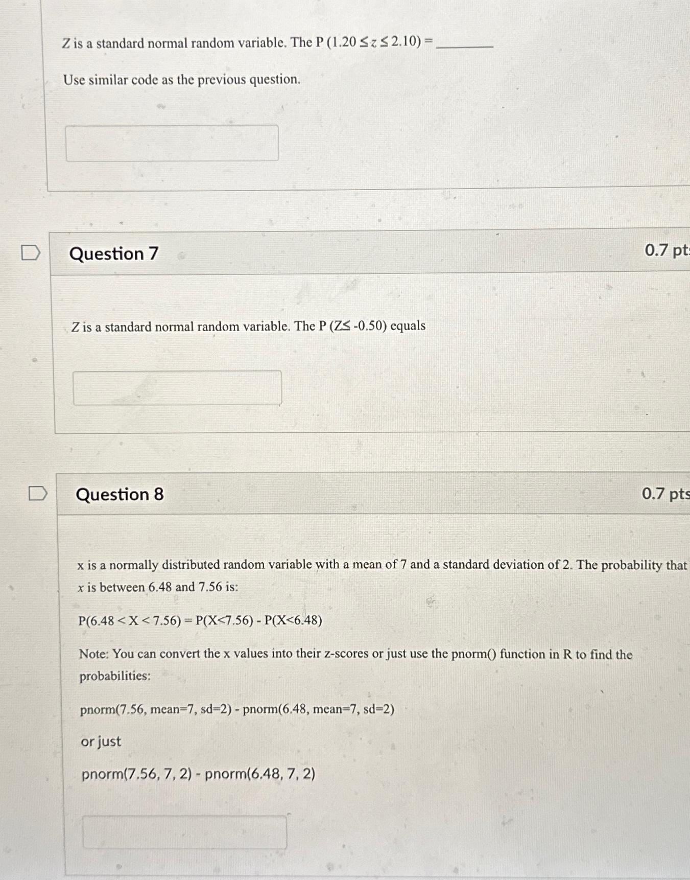 Solved Z ﻿is a standard normal random variable. The | Chegg.com