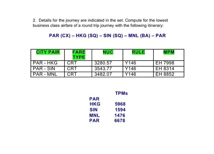 BASIC AIRFARE CONSTRUCTION Instruction: Using the | Chegg.com