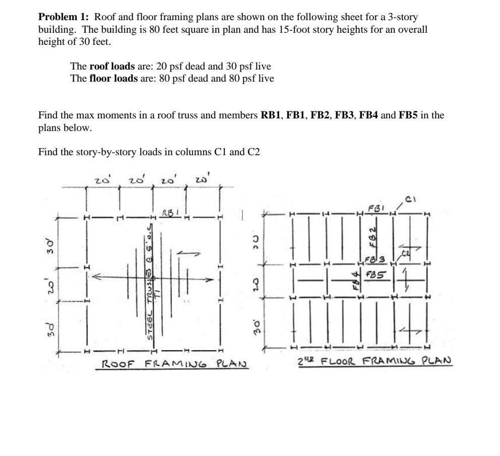 Problem 1: Roof and floor framing plans are shown on | Chegg.com