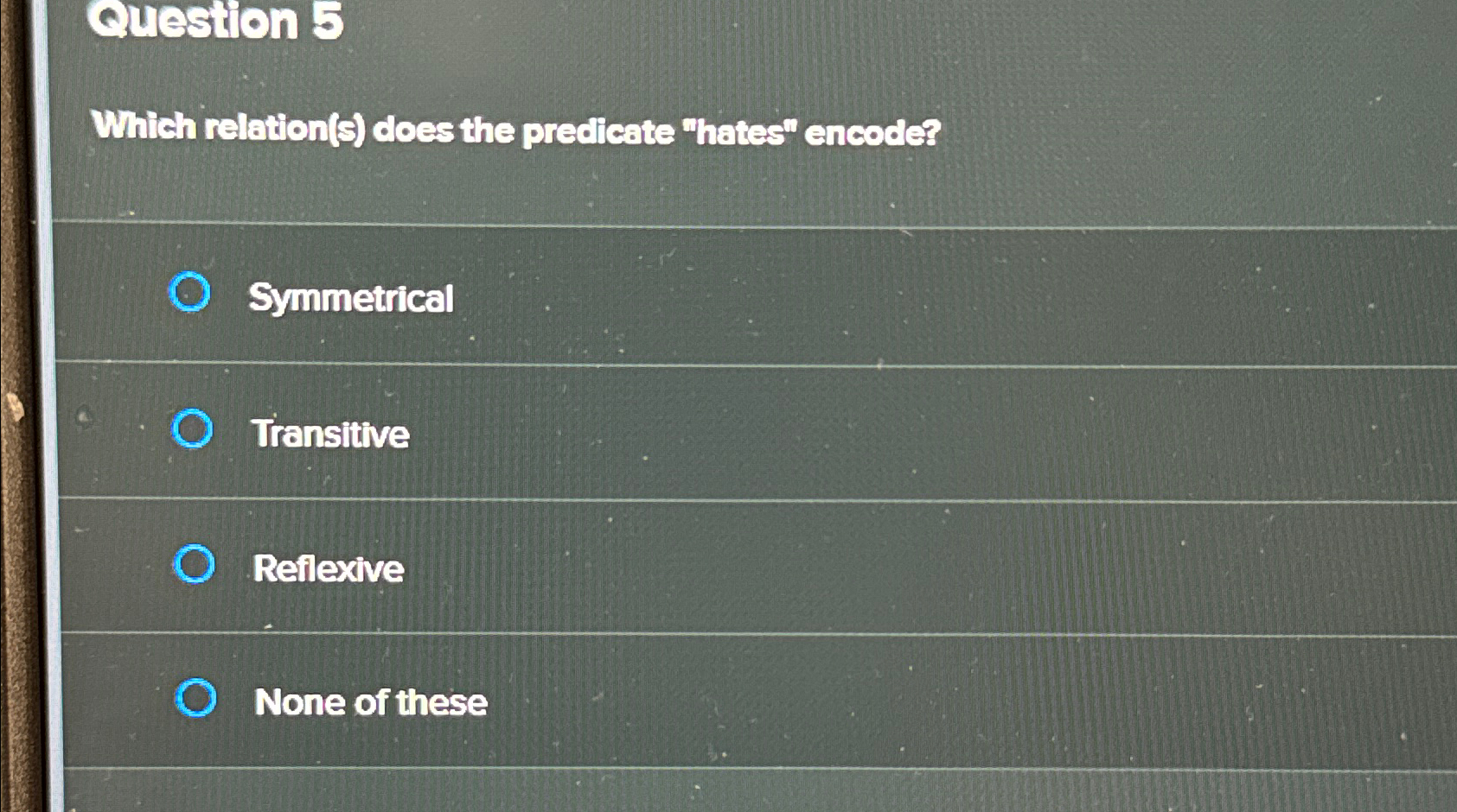 Solved Question 5Which relation(s) ﻿does the predicate | Chegg.com