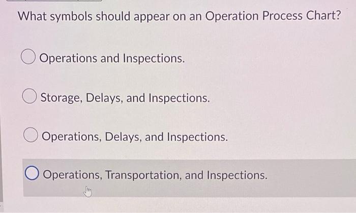 [Solved]: What symbols should appear on an Operation Proces