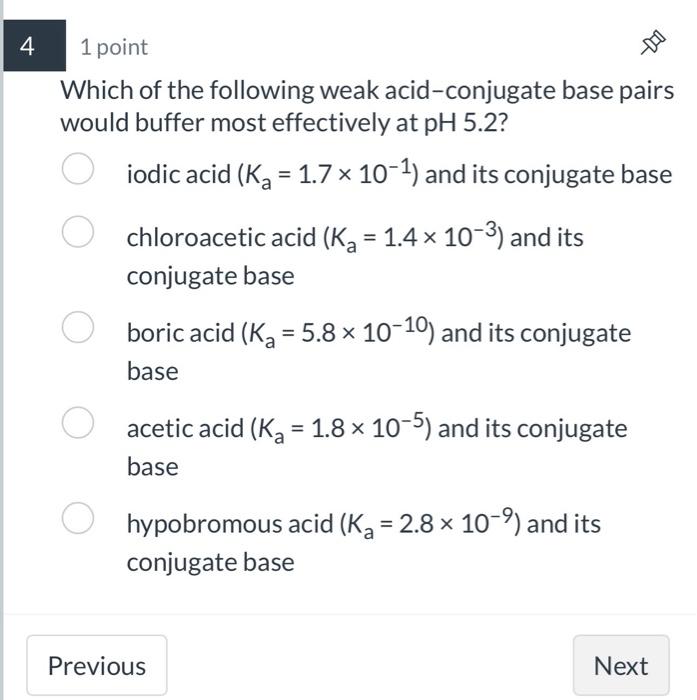 Solved ich of the following weak acid-conjugate base pairs | Chegg.com