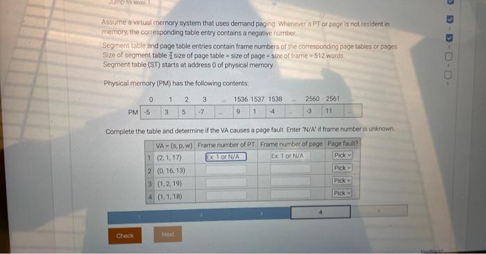 Solved Assume a virtual memory system that uses demand | Chegg.com
