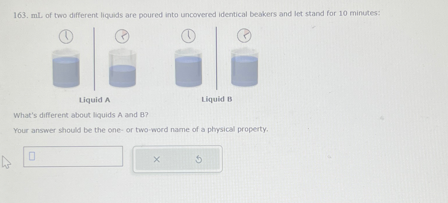 Solved mL ﻿of two different liquids are poured into | Chegg.com
