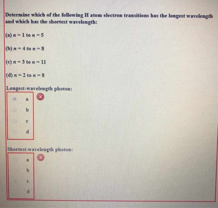 Solved Determine Which Of The Following H Atom Electron