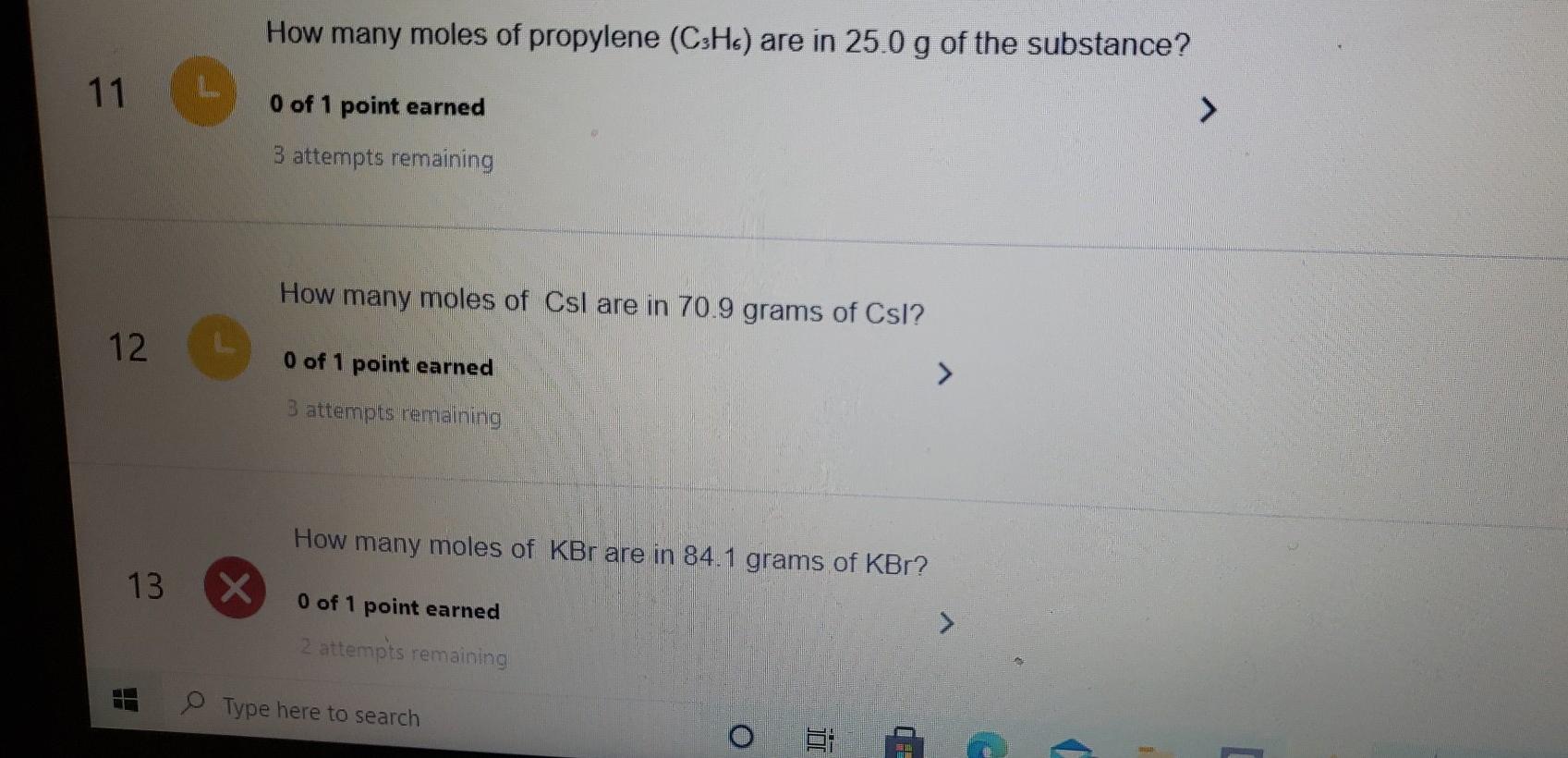 Solved How many moles of propylene (C:Hs) are in 25.0 g of | Chegg.com