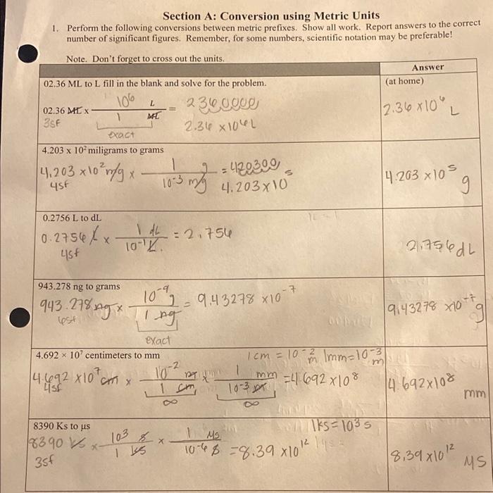 Solved im not sure if i did any of these conversions | Chegg.com