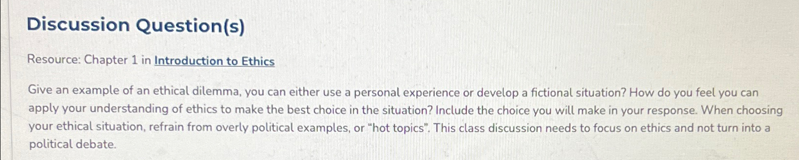 Solved Discussion Question(s)Resource: Chapter 1 ﻿in | Chegg.com