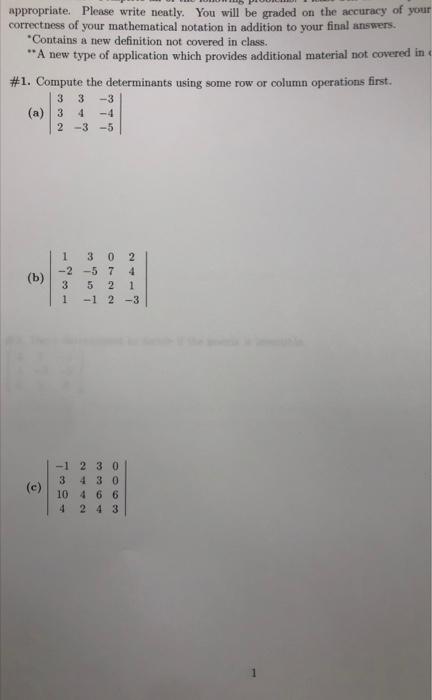 Solved appropriate. Please write neatly. You will be graded | Chegg.com