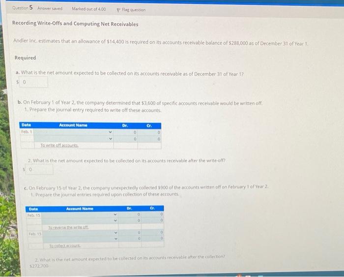Solved Recording Write-Offs and Computing Net Receivables | Chegg.com