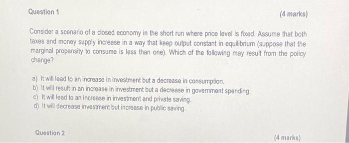 Solved Question 1 (4 marks) Consider a scenario of a closed | Chegg.com