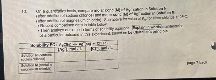 Solved 0. On a quantitative basis, compare molar conc (M) of | Chegg.com