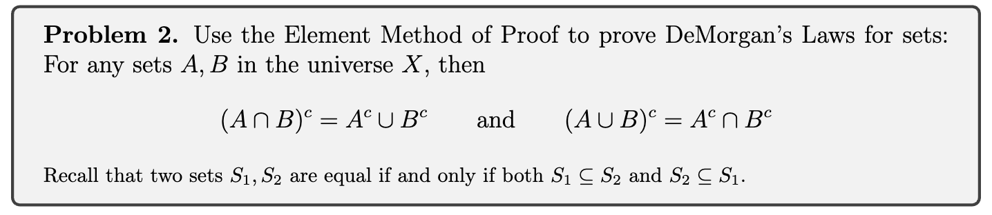 Solved Problem 2. ﻿Use the Element Method of Proof to prove | Chegg.com