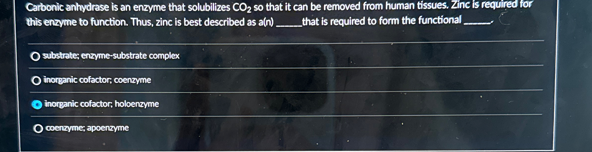 Solved Carbonic anhydrase is an enzyme that solubilizes CO2 | Chegg.com