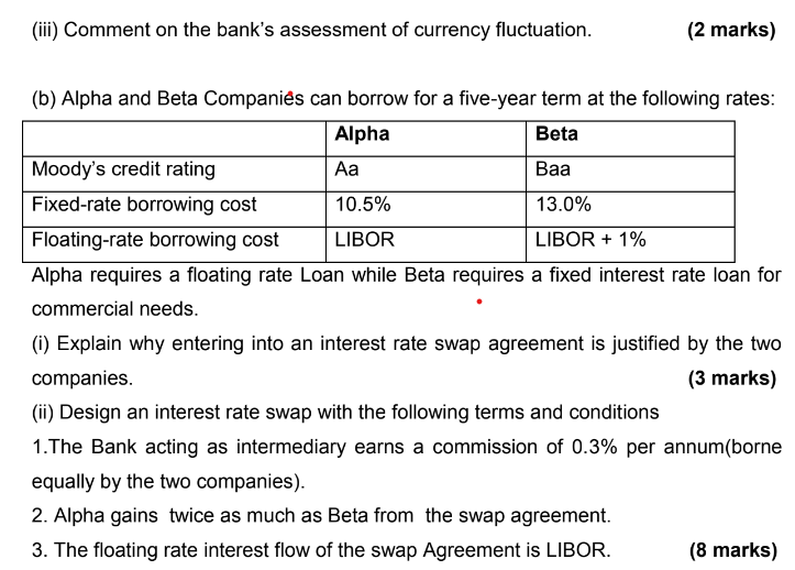 Solved (iii) ﻿Comment on the bank's assessment of currency | Chegg.com