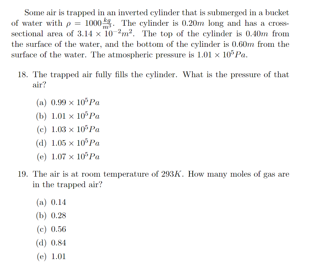 Solved Some air is trapped in an inverted cylinder that is | Chegg.com