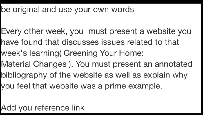 Solved be original and use your own words Every other week, | Chegg.com