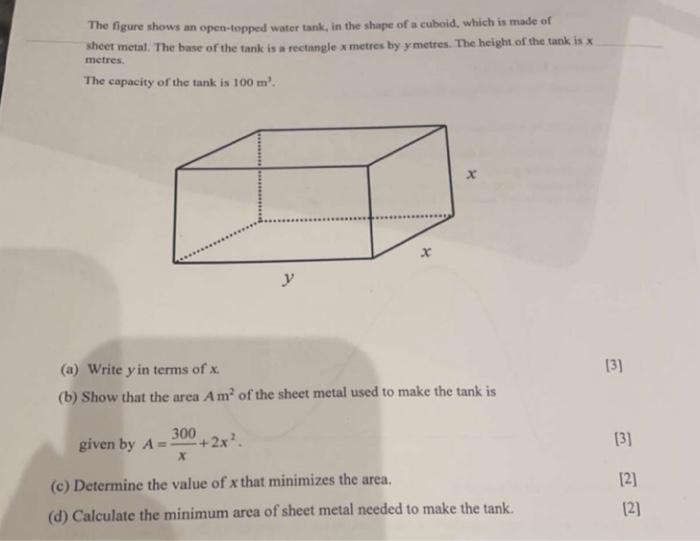 Solved The figure shows an open-topped water tank, in the | Chegg.com