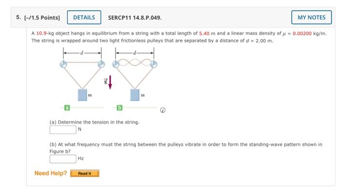 A 10.9-kg object hangs in equilibrium from a string | Chegg.com