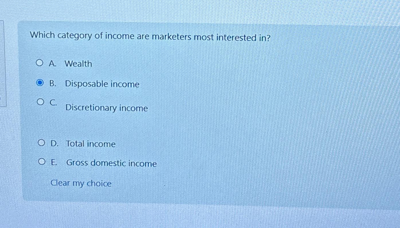 Solved Which category of income are marketers most | Chegg.com