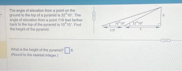 Solved The angle of elevation from a point on the ground to | Chegg.com
