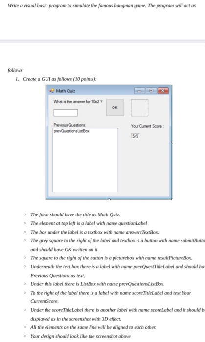 Write a visual basic program to simulate the famous | Chegg.com