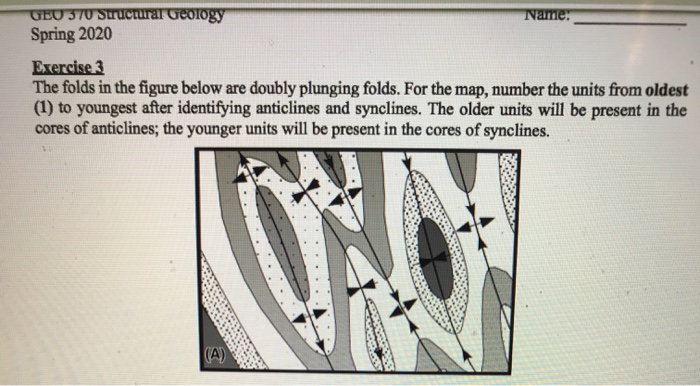 Exercise 2: Map view of folds Draw in the traces of | Chegg.com