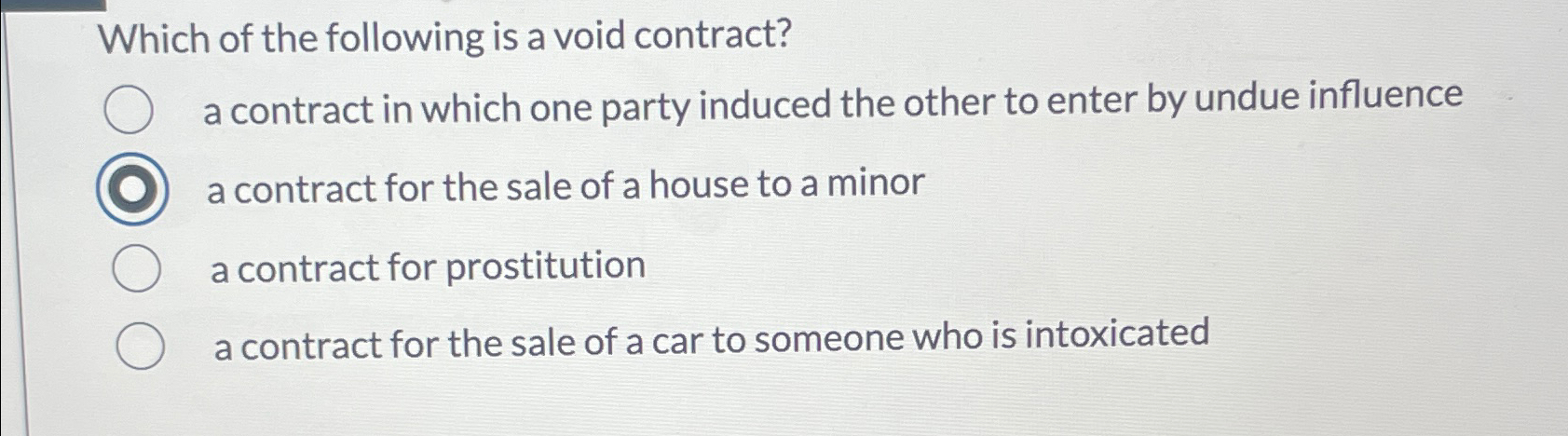 Solved Which of the following is a void contract?a contract | Chegg.com