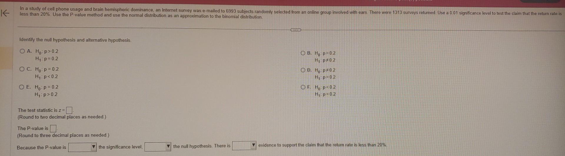 Solved less than 20%. Use the P-value method and use the | Chegg.com