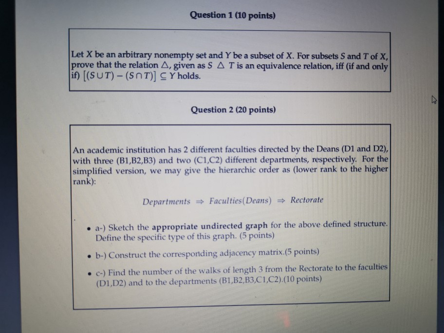 Solved Question 1 (10 points) Let X be an arbitrary nonempty | Chegg.com