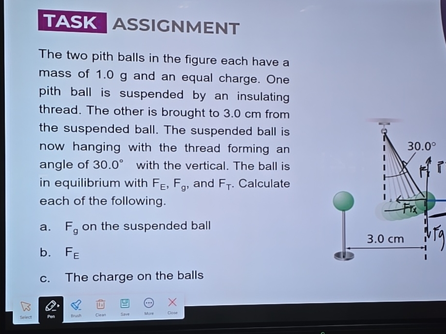 TASK ASSIGNMENTThe two pith balls in the figure each | Chegg.com