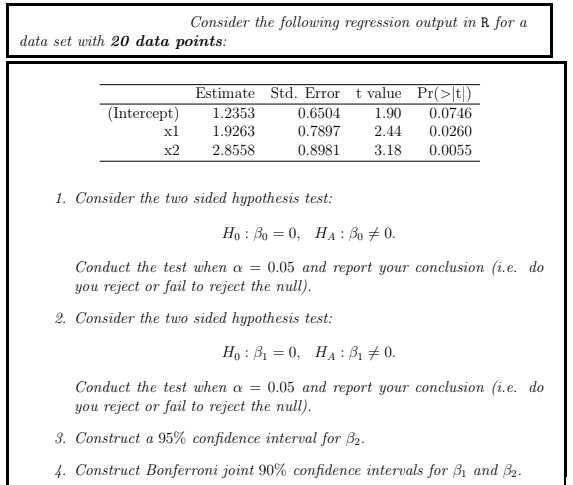 Solved Consider the following regression output in R ﻿for | Chegg.com