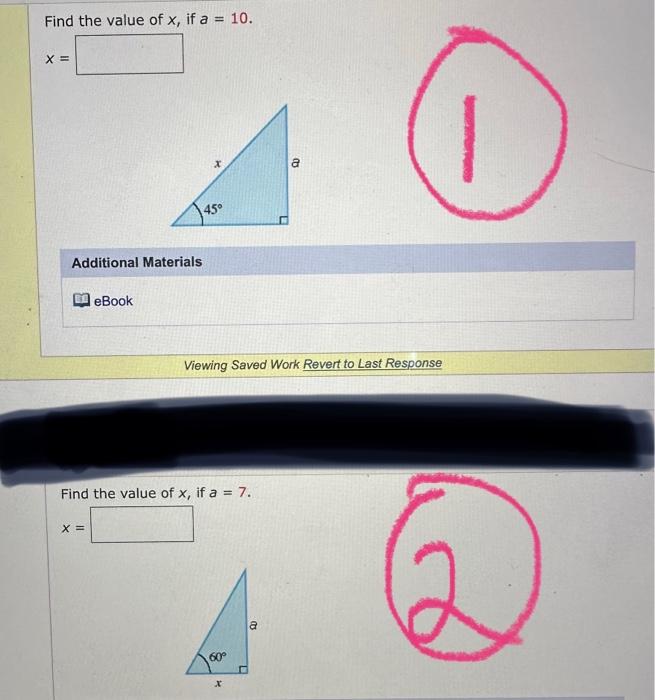 Solved Find the value of x, if a=10. x= Find the value of x, | Chegg.com