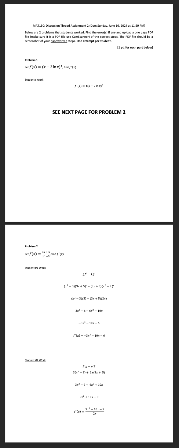 Solved MAT130: Discussion Thread Assignment 2 (Due: Sunday, | Chegg.com