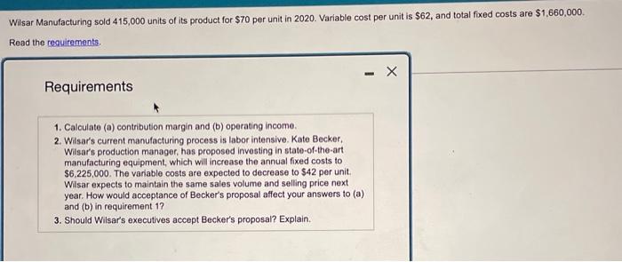 Solved Wilsar Manufacturing sold 415,000 units of its | Chegg.com