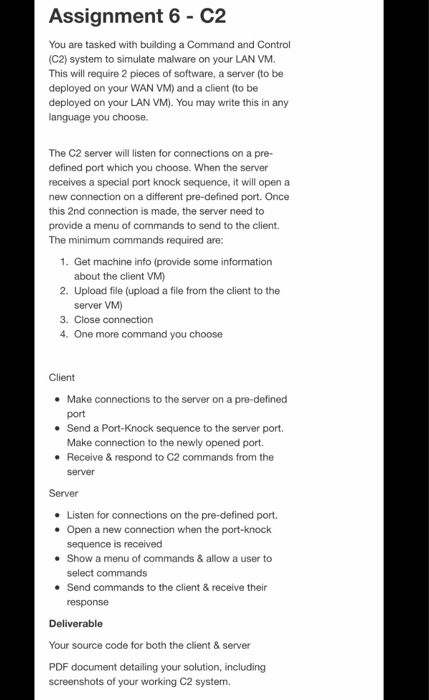 Assignment 6 - C2 You are tasked with building a | Chegg.com