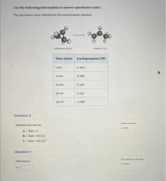 Solved Use the following information to answer questions 6 | Chegg.com