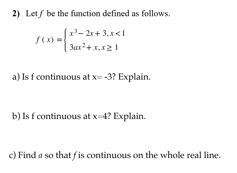 Solved Let f ﻿be the function defined as | Chegg.com